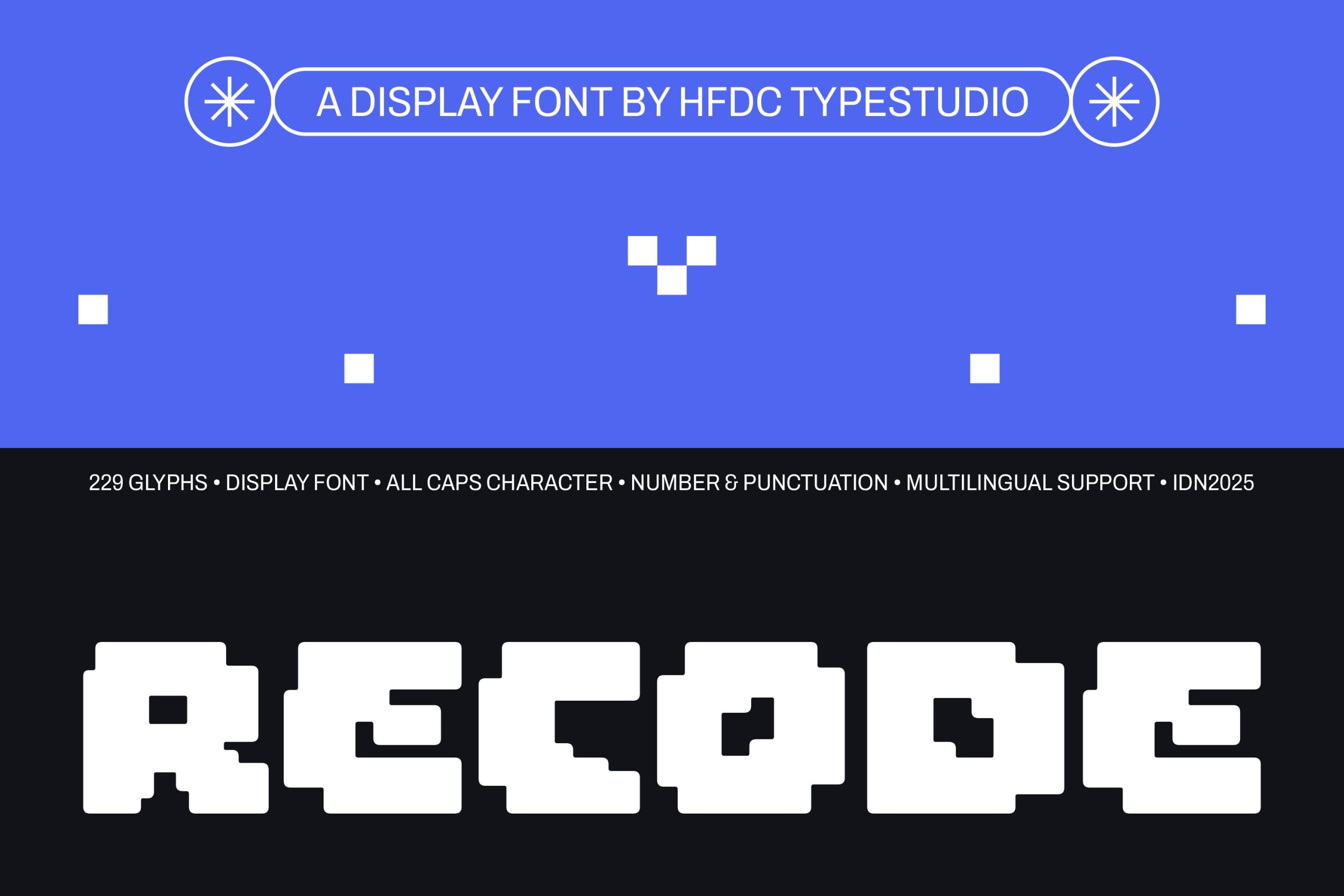 Recode HF – Bold Pixel Display Font with All-Caps & Multilingual Support